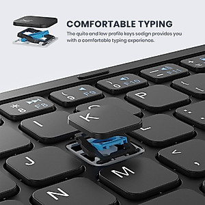 GEODMAER Foldable Bluetooth Keyboard, Portable Full Size Folding Keyboard with Large Touchpad, Numeric Keypad, PU Leather, Wireless Travel Keyboard for Windows iOS Android Mac(Sync up to 3 Devices)