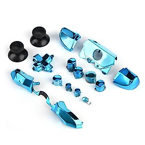 Pomya Full Set, RT/LT RB/LB Dpad ABXY Buttons Strat/Back Sync Buttons for Microsoft One Controller 3.5mm Jack, Blue Red (Blue)