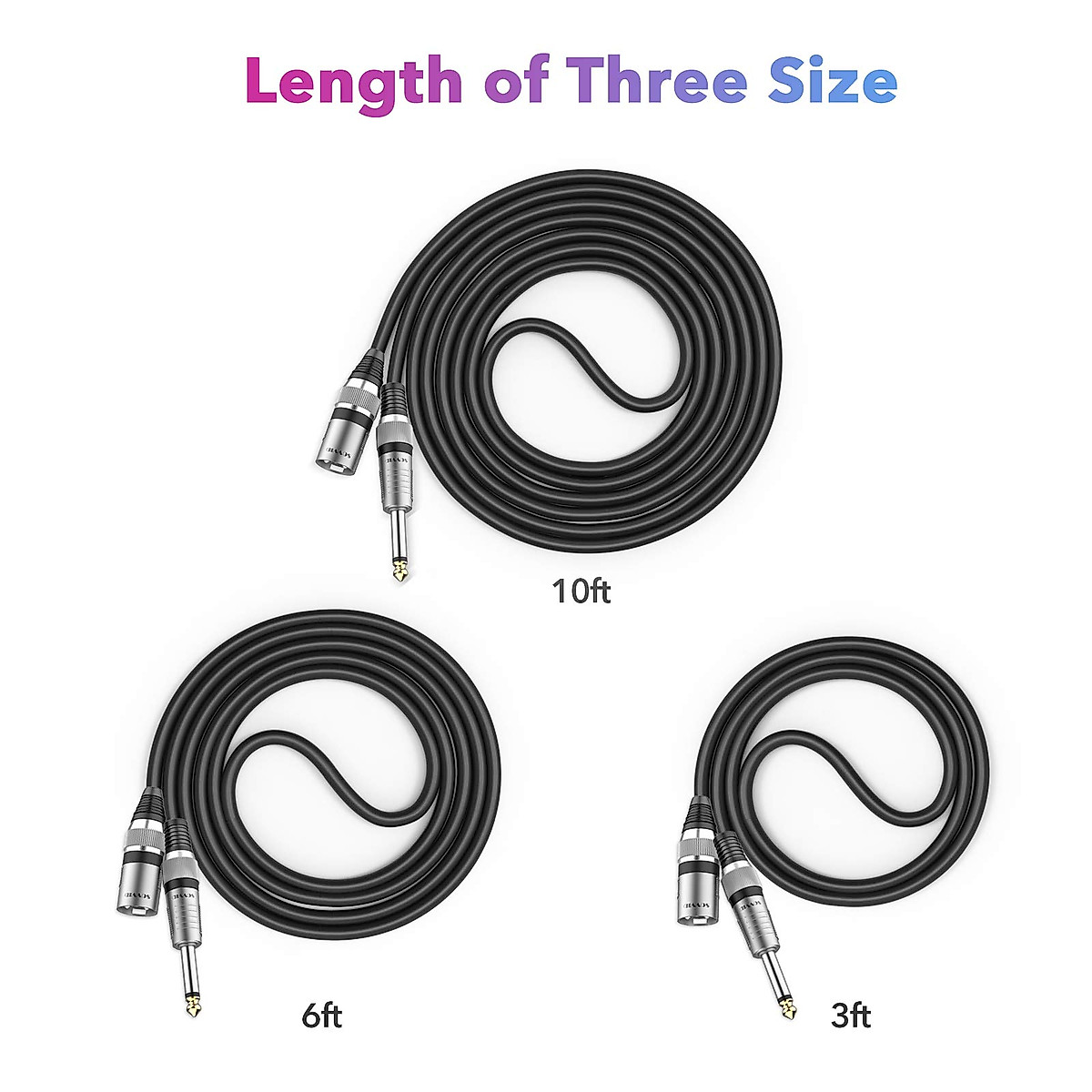 Sovvid 3FT XLR Male to 1/4 Cable 6.35mm Microphone Cord TS Mono 3 Pin Male to Quarter inch TS Male Unbalanced Interconnect Wire Mic Cord