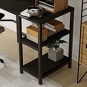 TinyTimes 54.3" L-Shaped Computer Desk, Corner Desk, Computer Desk, for Home Office Writing Study Workstation Industrial Style PC Laptop Table Gaming Desk Save Space Easy Assembly -Black