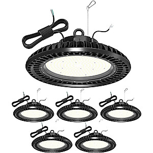 500W LED UFO High Bay Light, 5000K, 100-277VAC, Commercial Bay Lighting, Dimmable, LED Light for Warehouse, Shop, Garage, ETL/cETL Listed (6-Pack)