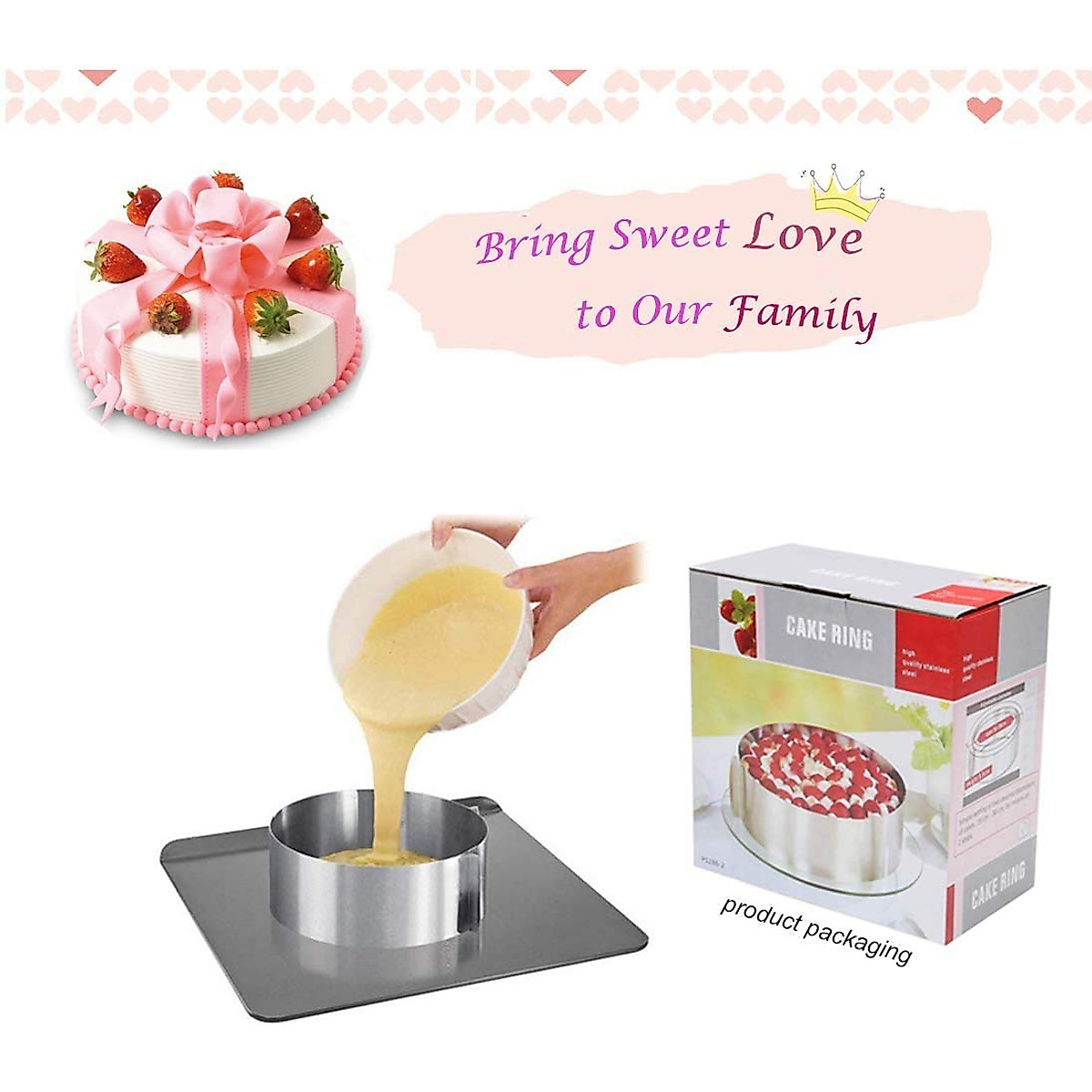 Adjustable Stainless Steel Cake Mold Ring 6-12" Cake Pan Mold For Baking Kitchen Pastry Tools(Round)