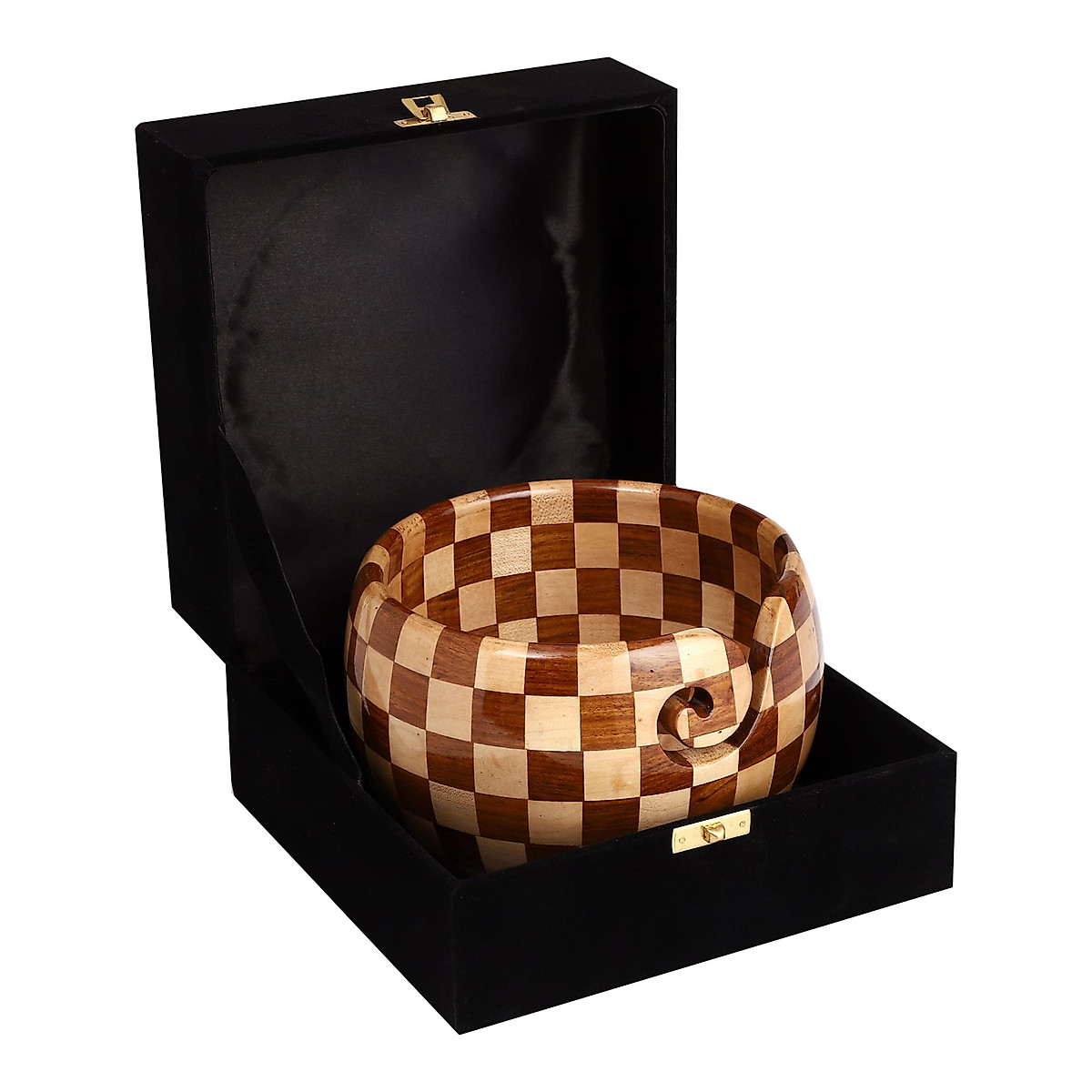 Bhartiya Handicrafts Natural Wooden Yarn Bowl | Home Decoration, for Yarn Storage Bowl | Yarn Holder Bowls for Knitting (Yarb Bowl 2)