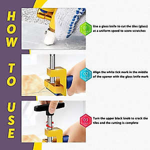 Manual Tile Cutter, 2 in 1 Glass Tile Cutter Hand Tool with Glass Breaking Pliers, Mirror Cutting Kit with 3 Tungsten Steel Blade for Home DIY Cutting Glass, Mirror, Ceramic Tile, Glazed Tiles