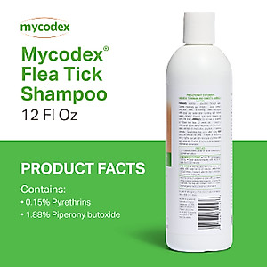 PRN Pharmacal Mycodex Flea and Tick Shampoo P3 - Sensitive Skin Shampoo for Dogs & Cats - with Oatmeal, Lanolin, & Aloe - Removes Dandruff, Dirt, & Scales While Killing Fleas, Ticks & Lice - 12 Fl Oz