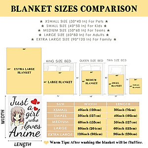 Anime Girl Just A Girl Who Loves Anime Blanket Throw, Flannel Fleece Microfiber Lightweight Soft Cozy Luxury for All Season in Home Bed Sofa Chairs Dorm 50"x40" Blanket for Kids