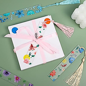 10 Pieces Flower Resin Bookmark Transparent Floral Bookmarks for Women Cute Bookmarks Flower Page Marker with Tassels Graduation Gifts for Women