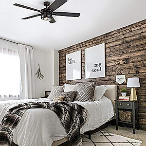 Honeywell Ceiling Fans Bonterra, 52 Inch Contemporary Indoor LED Ceiling Fan with Light and Remote Control, Dual Finish Blades, Reversible Motor - Model 50690-01 (Matte Black)