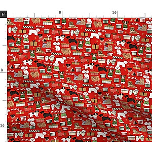 Spoonflower Fabric - Christmas Dogs Cute Breeds Best Printed on Petal Signature Cotton Fabric by The Yard - Sewing Quilting Apparel Crafts Decor
