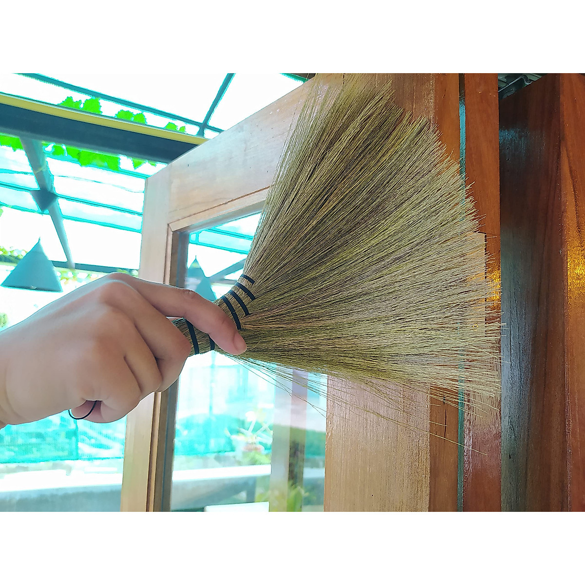Small Whisk Broom,Handmade Turkey Wing Whisk Broom 12" for Cleaning,Sturdy Soft Brush,Bristle Design Cleans Dust Dirt & Debris Brush Head/Perfect for Indoor Outdoor and Car