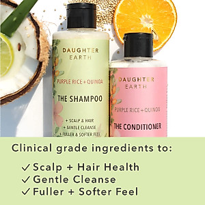 DAUGHTER EARTH The Shampoo With Purple Rice & Quinoa For Nourishment & Hairfall Rescue With Dandruff & Frizzy Hair | Gentle Cleanser For Scalp & Hair For Softer Stronger and Fuller Feel | 250 ml