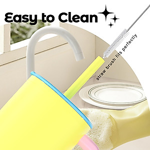 winiwo 40 oz Tumbler with Handle and Straw for Her, Flexible Straw, Insulated Tumbler Cups with Silicone Bottom, Keeps Beverages Cold Up to 24 Hours, Gym/Work/Travel/School/Gift（Lemon Yellow）