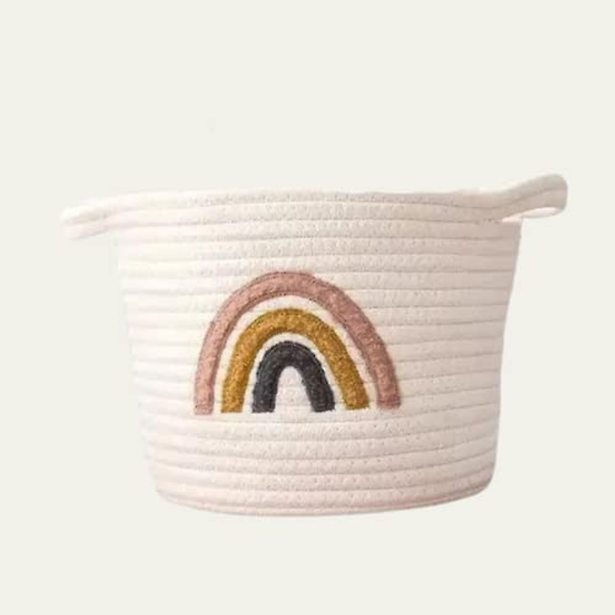 Organic Cotton Luxury Rainbow Basket Handmade Sustainable Recycable and Environmental Friendly in Neutral Earth Tones for Nursery Children Kids Home Organization Toys Books Container Decor