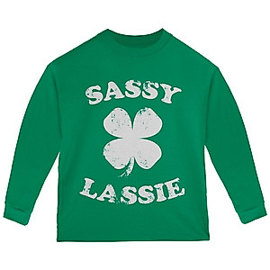 St. Patricks Day Sassy Irish Lassie Toddler Long Sleeve T Shirt Green 3T