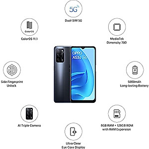 OPPO A53s 5G CPH2321 Dual-SIM 128GB ROM + 6GB RAM (GSM only | No CDMA) Factory Unlocked 5G Smartphone (Ink Black) - International Version