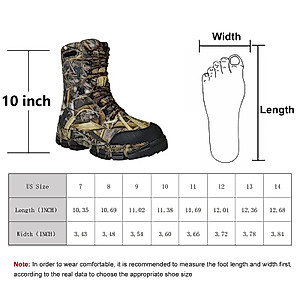 R RUNFUN Men's Waterproof Hunting Boots Camo Hiking Boot Insulated Military Tactical Work Boot, 10" Breathable Non-slip Outdoor Boot, 600g Insulation(RF013-10W, Size11)