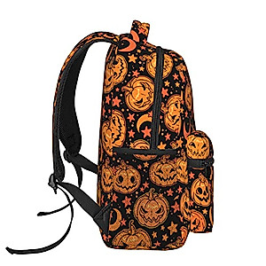 BoeHiop Halloween Pumpkin Moon Stars Lightweight Laptop Backpack for Women Men College Bookbag Casual Daypack Travel Bag