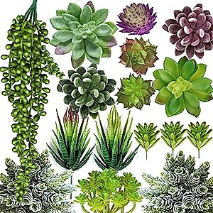 Anoak Artificial Succulent Plants - 16 Pcs Set Faux Succulents Unpotted Fake Succulent Plants, Premium Crafting DIY Floral Decor for Home Garden Office Party (High Realistic )