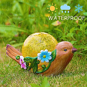 CTgift Garden Bird atue, Garden Bird Sculptures with Solar LED Lights for Artiic Deration of Outdoor Sidewalks, Patios, and Lawns
