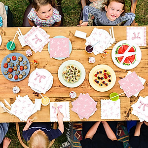 120 Pcs Pink Bow Napkins Birthday Party Decorations Bow Theme Bachelorette Party Supplies Pink Bow Hand Towel Dinner Napkins Party Decor for Girl Bridal Engagement Baby Shower Tea Bday Ribbon Favor