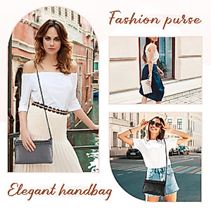 VASCHY Wristlet Clutch Purses, Large Studs Soft Vegan Leather Crossbody Evening Clutch Wallet for Women Gray