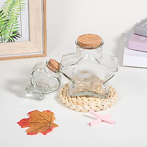 Luxshiny Glass Cork Bottle 4 Pcs Small Glass Jars with Cork Lids Heart and Star Shaped Candy Jars Cookie Jars Clear Storage Container Jars Wishing Bottles Drift Bottles Glass Lucky Bottle