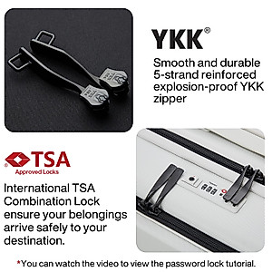 Hanke 20 Inch Carry On Luggage with Wheels PC Hard Shell Suitcases Lightweight Front Opening Tsa Luggage Travel Suitcase Woman Men(Smoke White)