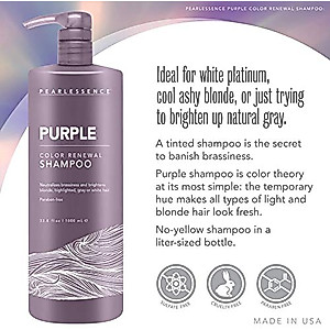 Pearlessence Purple Shampoo - Protect, Balance, and Brighten Blonde, Highlighted, Gray or White Hair | Neutralize Brassiness | Hydrates and Revitalizes | No Sulfates, No Parabens