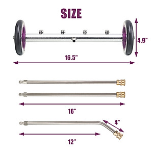 PWACCS Pressure Washer Undercarriage Cleaner – 16 Inch Power Washer Under Carriage Spray – High Pressure Washing Under Car Attachment with 3 Pcs Extension Wand – 4000 PSI