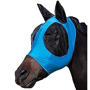 Homelay Breathable Horse Fly Mask with Ear, UV Protection, Blue Full