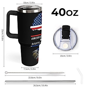 America Grown With Philippines Roots 40 Oz Tumbler with Handle And Straw Lid,Insulated Reusable Stainless Steel Travel Glass Mug 40 Ounces