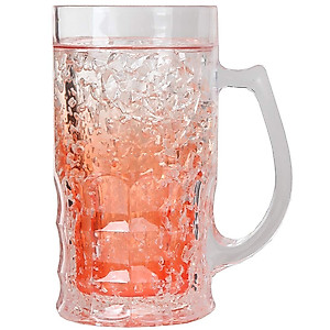 Lily's Home Insulated Double Wall Gel-Filled Acrylic Frosted Freezer Beer Glasses, Great for Enjoying Brews at BBQs and Parties, Clear with Assorted Color Bases (14 oz. Each, Set of 4) - Mug Shape