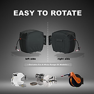 Garden Hose Reel Cover UV Resistant, 100% Waterproof and Anti-Fading Cover for Water Hose Reel，Heavy Duty 600D Polyester Coated Material,With Storage Function ，Black(21.6″ x 15.7″ x 21.6″)