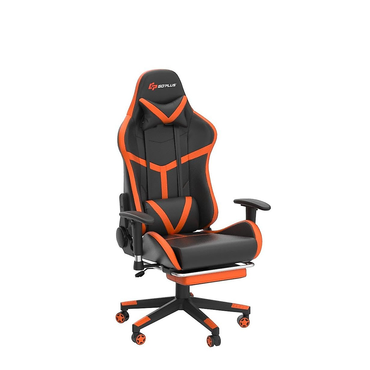 Goplus Gaming Chair, Massage Office Chair Computer Gaming Racing Chair, High Back PU Leather Adjustable Ergonomic Reclining PC Game Chair, Rolling Swivel Executive Chair with Footrest (Blue)