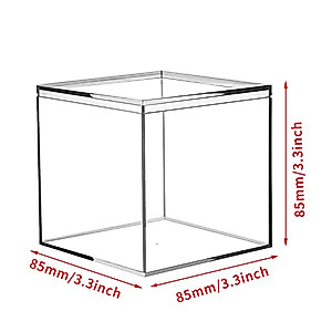 Hewomate Acrylic Boxes for Display, 3.3x3.3x3.3 Inches 4 Pack Clear Plastic Acrylic Favor Boxes, Small Acrylic Box with Lid, Square Cube Storage Containers for Candy Jewelry Pill and Tiny Item