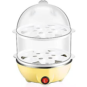 YANPHCE Double structured egg steamer Electric Egg Boiler Cooker Hard Boiled Egg Cooker (Yellow)