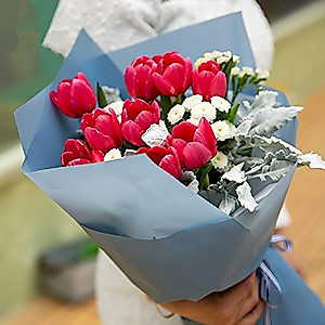 Korean Style Flower Wrapping Paper Floral Bouquet Gift Packaging Supplies Multi Colors 20 Counts (Pale Blue)