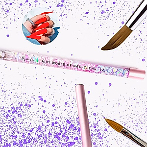 Dyra Luxe Acrylic Brush – Acrylic Brushes For Nails | Uñas Acrilicas | Acrylic Nail Supplies | Pincel Para Acrilico Kolinsky | Fancy Nail Brushes For Nail Art 1 PCS Round Tip Size 12 | Aqua Glitter Pastel Color Manicure Brush