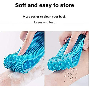 Silicone Back Scrubber for Shower 35.5 inches/90 cm Silicone Body Scrubber with Handle Bath Body Brush Back Washer Extra Long Back Scrubber for Shower for Men and Women Deep Clean, Massage Skin