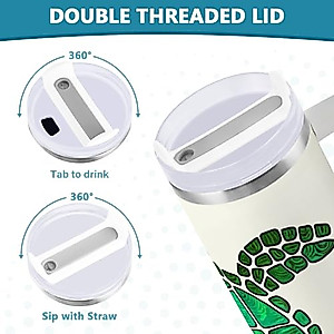 ODAWA 40 Oz Green Sea Turtle Insulated Tumbler Cup with Lid and Straw, 2 in 1 Lid Insulated Vacuum Tumbler