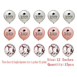 rose gold Sequin graduation balloon congratulations graduate party decorations balloon, Silver, Z-3