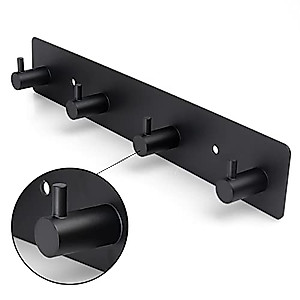 Bathroom Towel Hook Rack Row Hook 304 Stainless Steel,Wall Organizer for Bedroom,Towel Hooks for Bathrooms,Door Hooks for Hanging (Black)