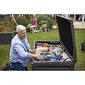 Keter Sumatra 135 gallon Outdoor Storage Rattan Deck Box, Brown