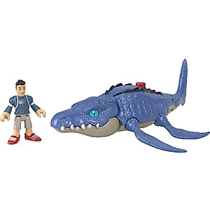 Fisher-Price Imaginext Jurassic World Dinosaur Toy Camp Cretaceous Mosasaurus & Kenji Figure Set for Pretend Play Kids Ages 3+ Years