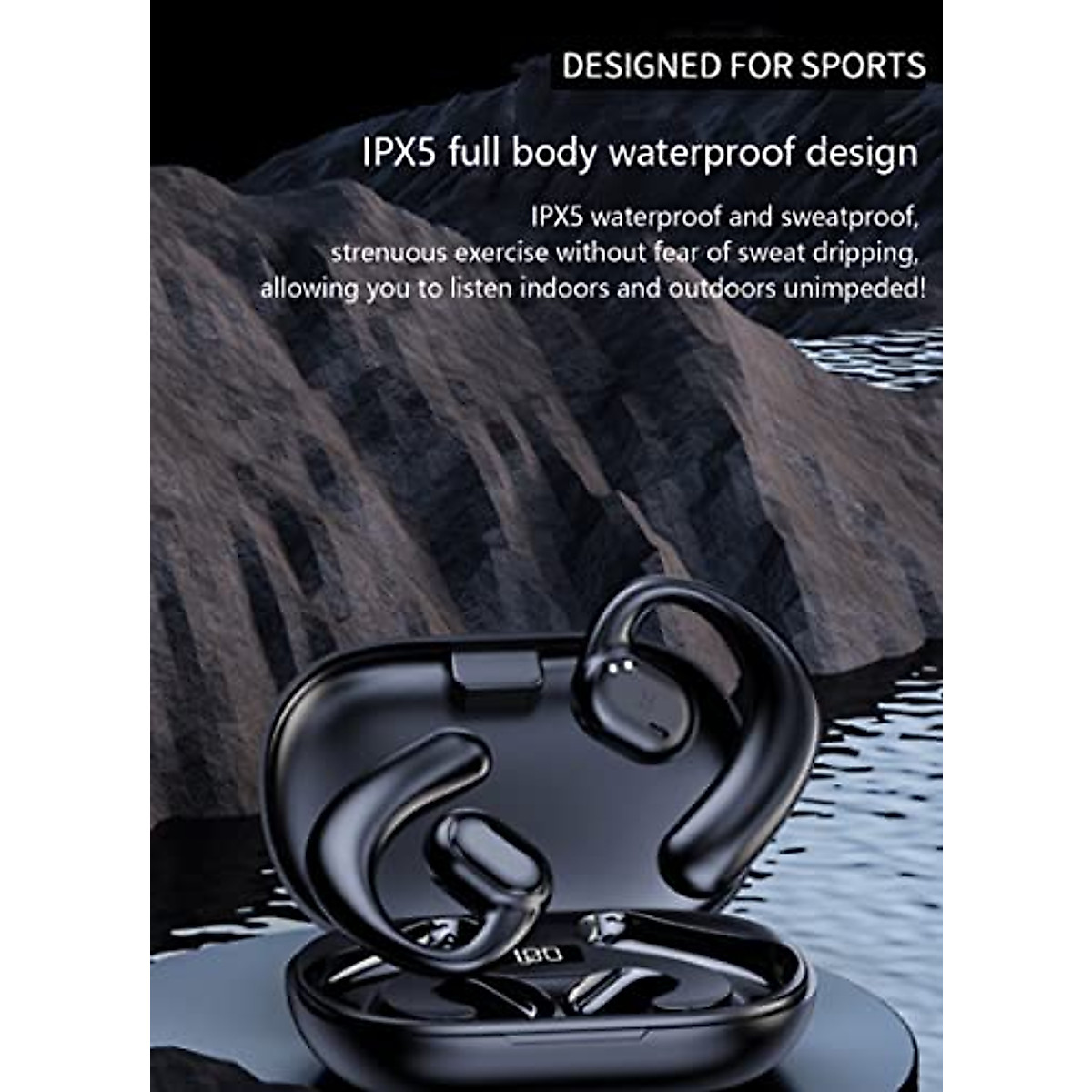 TEDATATA Bluetooth Headphones Bone Conduction Headphones Wireless Bluetooth Ear Hanging Digital Display Sports Headphones…