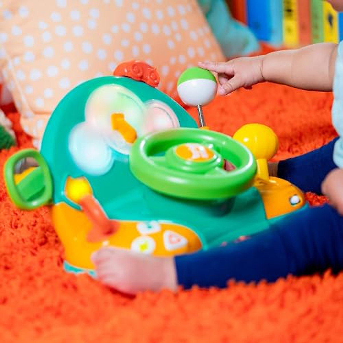 Bright Starts Lights and Colors Driver Toy Steering Wheel with Car Sounds for Pretend Play - Green, 6 Months and up