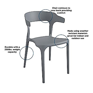 Novogratz Poolside Collection, Felix Stacking Dining Chairs, Indoor/Outdoor, 4-Pack, Charcoal