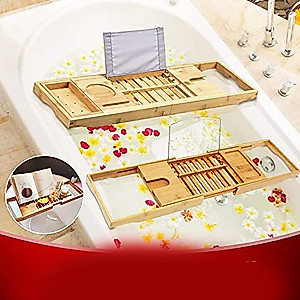 Abilen Bathroom Wooden Bathtub Tray Bath Shelf for Bath Caddy Wine Holder Tub Tray Over Bathtub Rack Support Storage Accessories