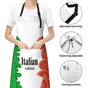 TONYSTAR Italian Cuisine Flag Aprons for Women with Pockets | 28 X 33 Inches | Cooking, Baking, Kitchen, Chef, Men's Apron | Christmas Gift | Waterproof and Adjustable Strap at Neck & Waist Ties