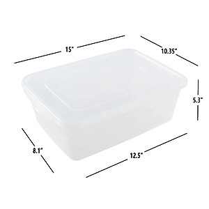 Zopnny 4-Pack 14 Qt. Stackable Nestable Box Tote Closet Organization, Plastic Latch Bin with Lids, Clear